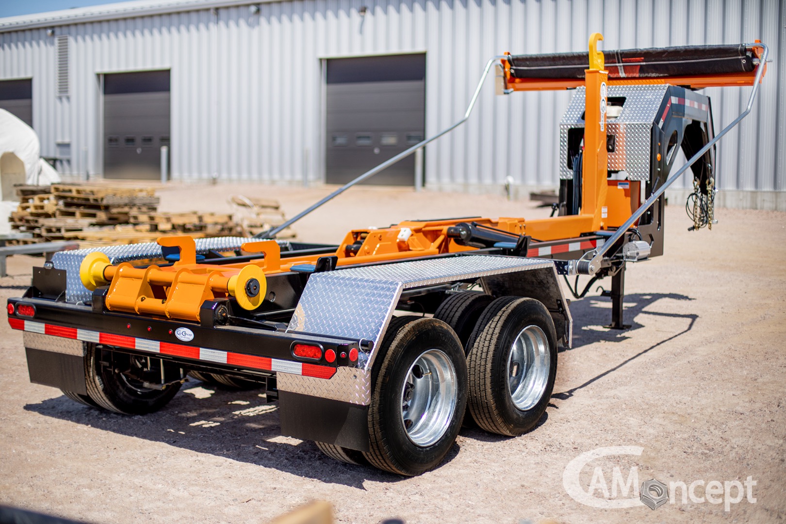 Cl302dgn16-jib trailer 2 axles goose neck dual with jib 30k capacity ...